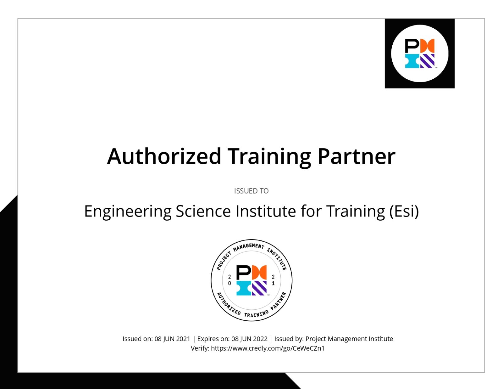 PMI ATP Certificate - Engineering Science Institute for Training ...