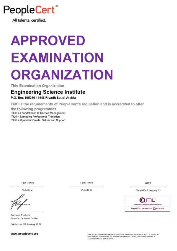 PeopleCert – ITIL - Engineering Science Institute for Training ...